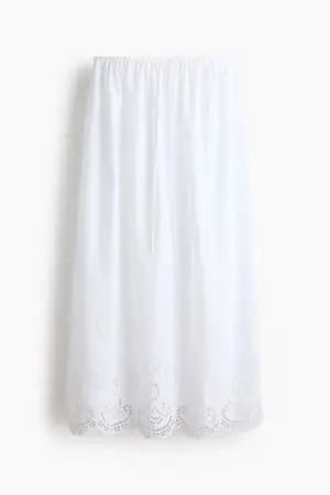 H&M Eyelet-embroidered Drawstring Skirt