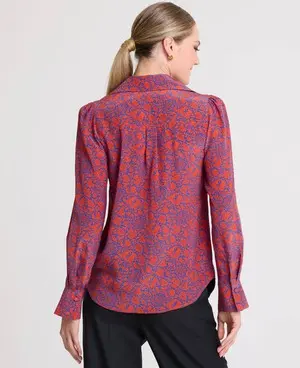 REALLY WILD CLOTHING Arabella Silk Collar Blouse In Liberty Print
