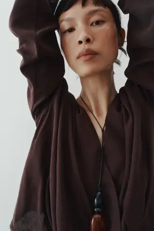 H&M Linen-blend Wrap Blouse