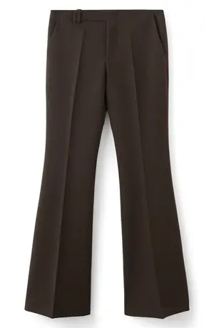 Mango Mid Rise Flare Pants With Pressed Creases