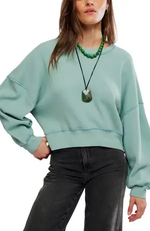 Free People Skyline Waffle Long Sleeve T-shirt - Aqua