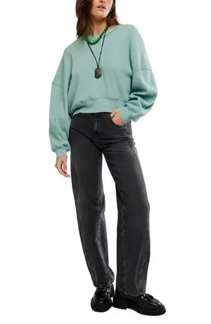 Free People Skyline Waffle Long Sleeve T-shirt - Aqua