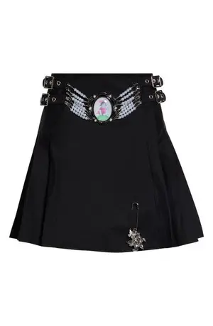 CHOPOVA LOWENA Duff Cameo Pearl Kilt - Black