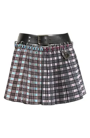 CHOPOVA LOWENA Plugged Carabiner Pleated Miniskirt - Black Multi