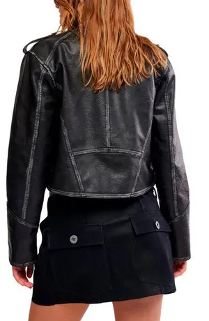 Free People Riverfront Crop Faux Leather Jacket