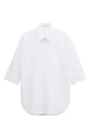 Mango Three-quarter Sleeve Cotton Button-front Shirt