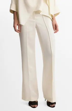 Mango Mid Rise Straight Leg Pants - Ecru