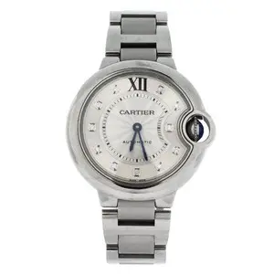 CARTIER Ballon Bleu De Automatic Watch Stainless Steel With Diamond Markers 33 - Metallic Silver