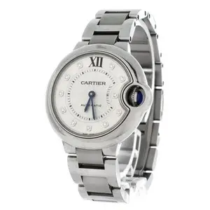 CARTIER Ballon Bleu De Automatic Watch Stainless Steel With Diamond Markers 33