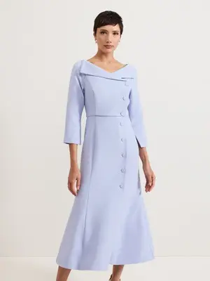 PHASE EIGHT Sienna Asymmetric Collar Midi Tux Dress