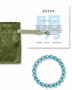 SEREE Manifest Intuition Cat's Eye Beaded Bracelet - Blue