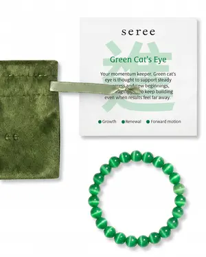 SEREE Manifest Intuition Cat's Eye Beaded Bracelet - Green