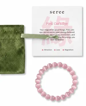 SEREE Manifest Intuition Cat's Eye Beaded Bracelet - Pink