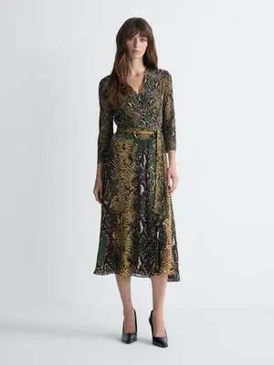 Diane Von Furstenberg Irina Midi Dress - Tiny Serpente Caraway