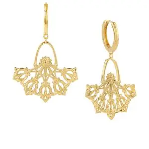 ASTOR & ORION Daphne Art Nouveau Dangle Huggie Earrings In 18k -plated Brass - Gold