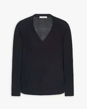 THE ROW Poesis Cashmere V-neck Sweater - Black
