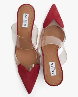 Alaïa Coeur 60 Suede Wedge Mules