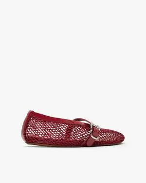 Alaïa Patent Mesh Ballet Flats - Red