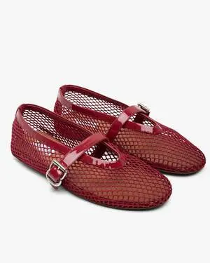 Alaïa Patent Mesh Ballet Flats - Red