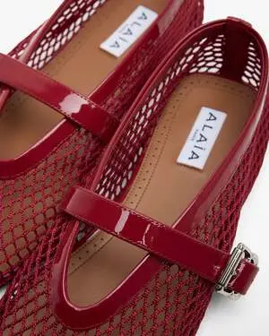 Alaïa Patent Mesh Ballet Flats - Red