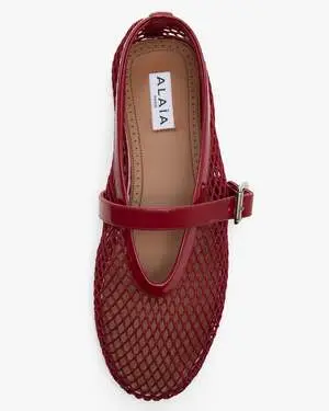 Alaïa Patent Mesh Ballet Flats - Red