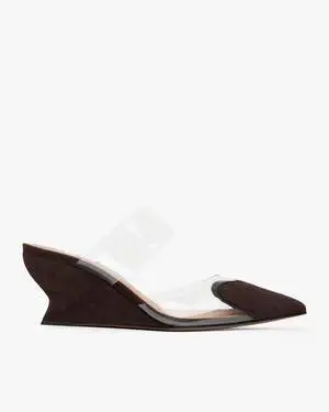 Alaïa Coeur 60 Suede Wedge Mules