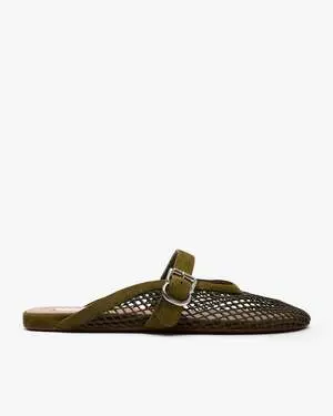 Alaïa Alaïa Suede Mesh Ballet Mules Green