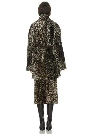 Nour Hammour Raquel Shearling Coat - Plush Leopard