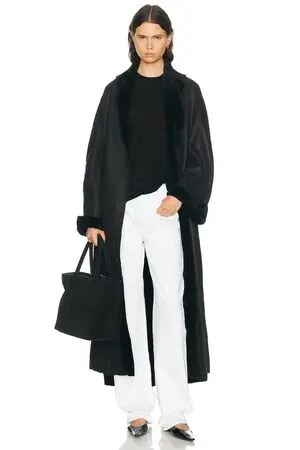 Nour Hammour Dorian Shearling Coat - Black