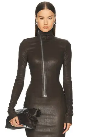 Rick Owens Gary Jacket In Chocolate - Grease