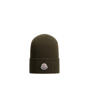 Moncler Wool & Cashmere Blend Knit Beanie - Green