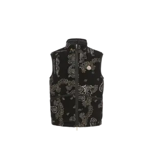Moncler Reversible Paisley Print Padded Teddy Vest - Black