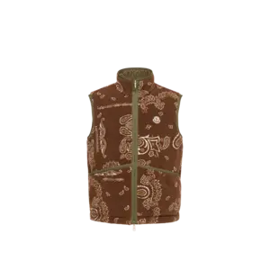 Moncler Moncler Reversible Paisley Print Padded Teddy Vest Brown