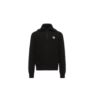 Moncler Moncler Logo Rib Wool Turtleneck Black