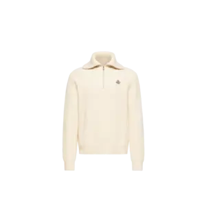 Moncler Logo Rib Wool Turtleneck - White