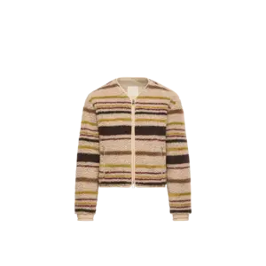 Moncler Striped Teddy Zip-up Cardigan