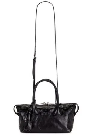 Miu Miu Vitello Shine Tote Bag In Black - Nero