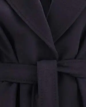 Max Mara Wool Coat With Peak Lapels And Belt - Blue