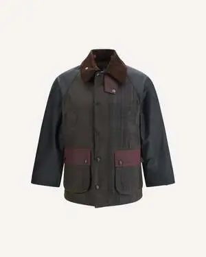 Barbour Waxed Jacket With Patchwork Detailing