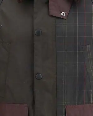 Barbour Waxed Jacket With Patchwork Detailing