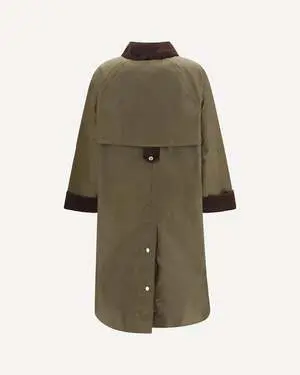 Barbour Waxed Coat With Corduroy Details