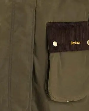 Barbour Waxed Coat With Corduroy Details