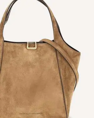 Brunello Cucinelli Small Sartorial Suede Bucket Bag