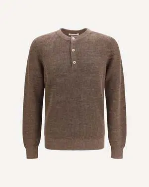 Brunello Cucinelli Cotton And Linen Henley Sweater
