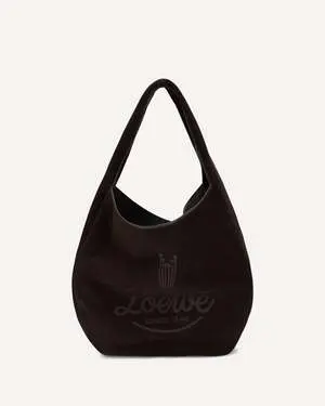 Loewe Roomy Suede Calfskin Hobo Shoulder Bag - Brown