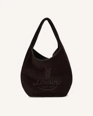 Loewe Suede Calfskin Hobo Shoulder Bag - Brown
