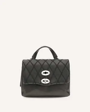 ZANELLATO Mini Postina Tramè Leather Top Handle Bag - Black