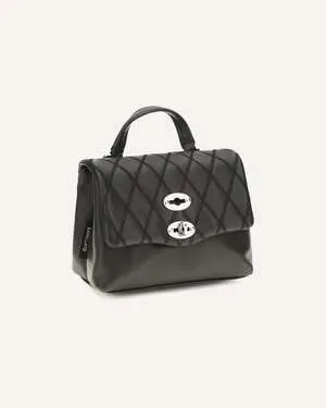 ZANELLATO Mini Postina Tramè Leather Top Handle Bag - Black