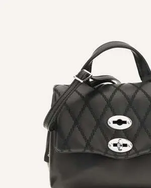 ZANELLATO Mini Postina Tramè Leather Top Handle Bag - Black