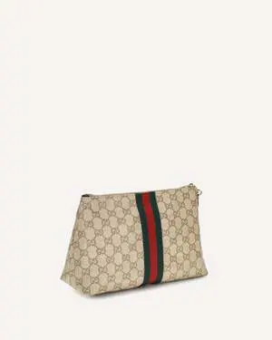 Gucci Small Gg Web Pouch - Beige
